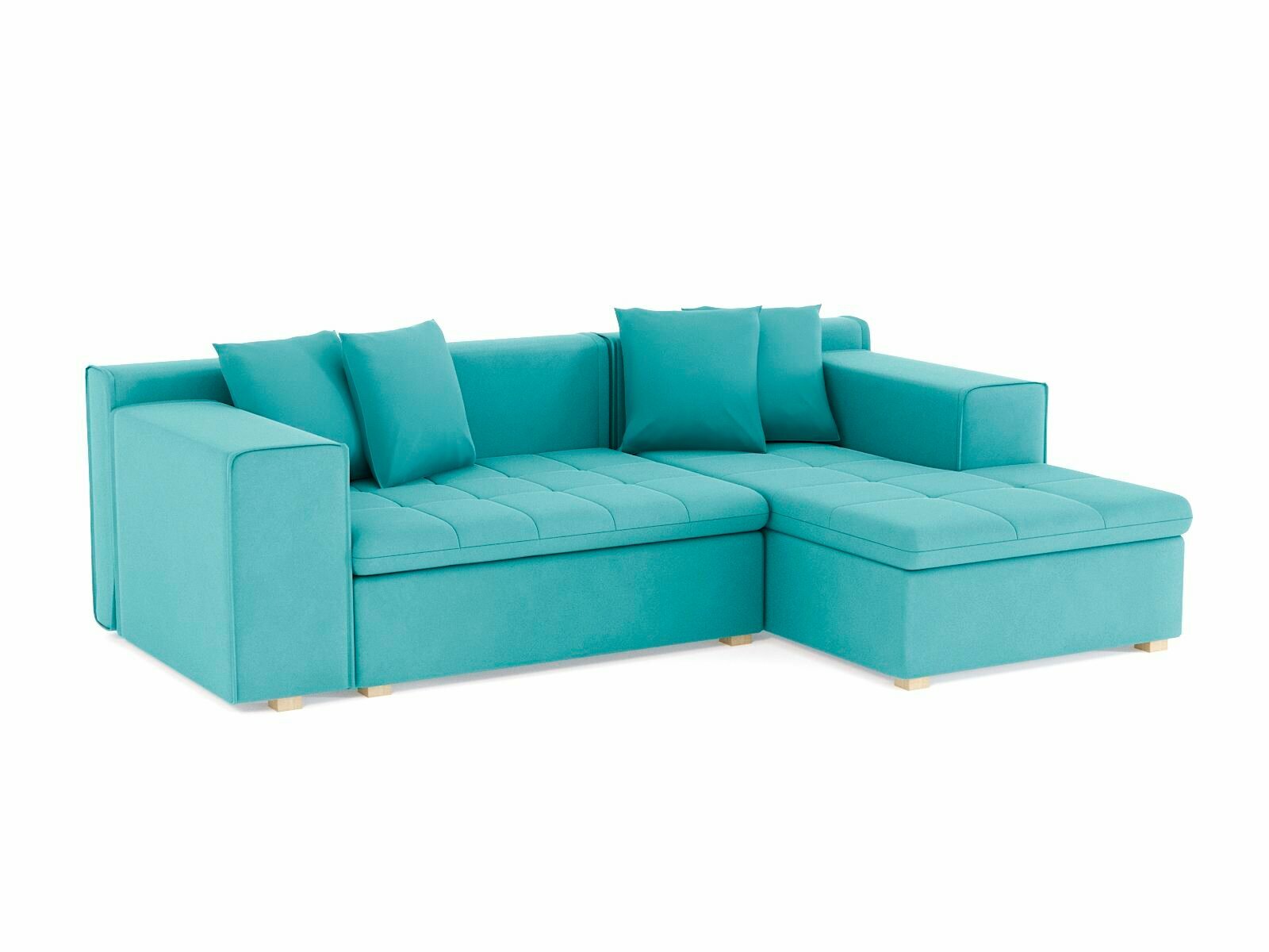 Угловой диван Чикаго, без механизма трансформации, угол левый/правый, велюр Зара Азур 48