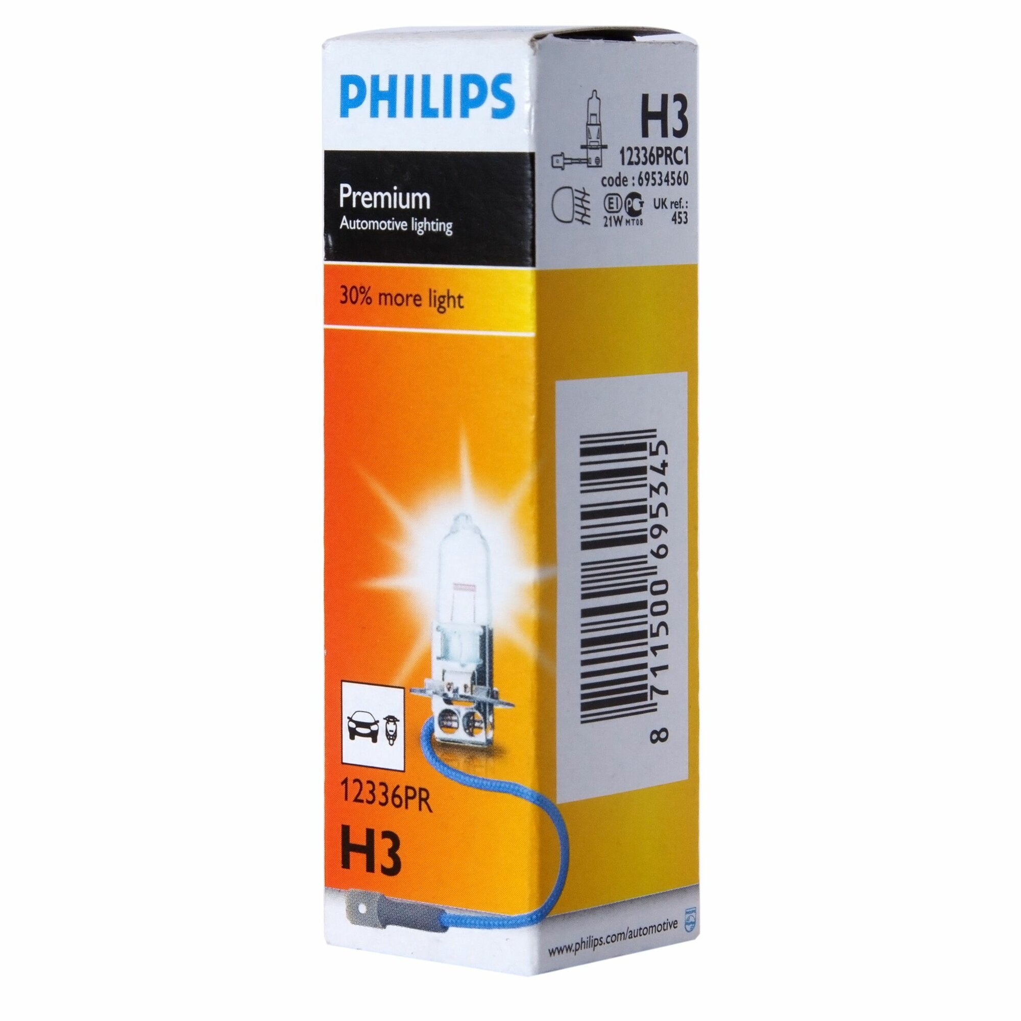 Автолампа H3 55W PK22s+30% PREMIUM 12V