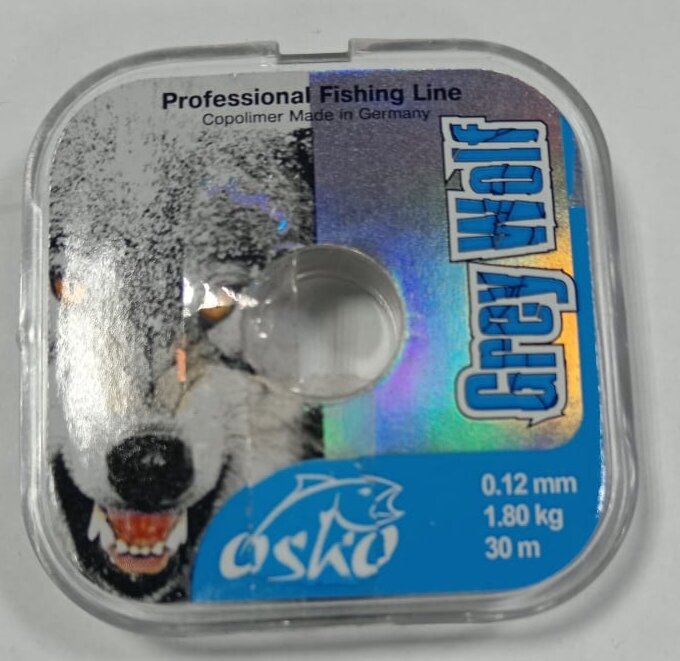 Леска зимняя OSKO "Grey Wolf", Professional Fishing Line, 0.16mm/3.10kg/30m, made in Germany. (2шт)