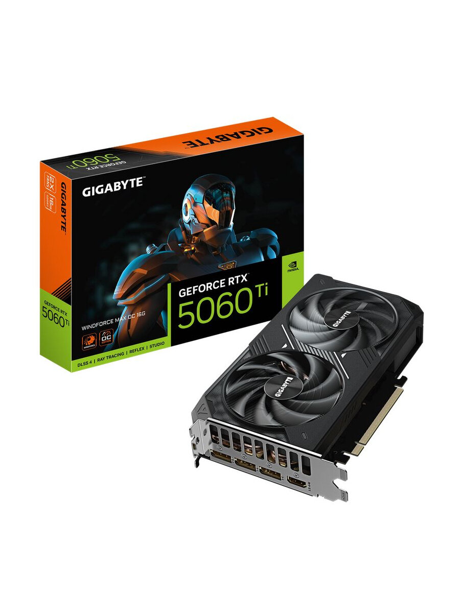 Видеокарта Gigabyte PCI-E 5.0 GV-N506TWF2MAX OC-16GD 1.0 NVIDIA GeForce RTX 5060TI 16Gb 128bit GDDR7 2572/30000 HDMIx1 DPx3 HDCP Ret