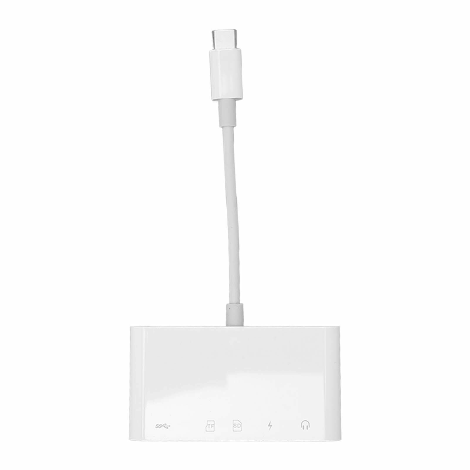 Концентратор 5-в-1 USB-C: USB3.0, слот для карт, AUX, зарядка