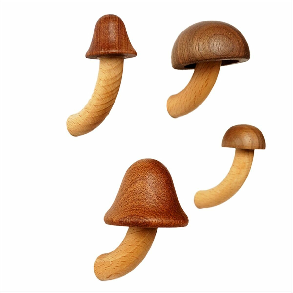 4 деревянных магнита на холодильник в виде гриба, 3D-магнит из цельного дерева, поделки