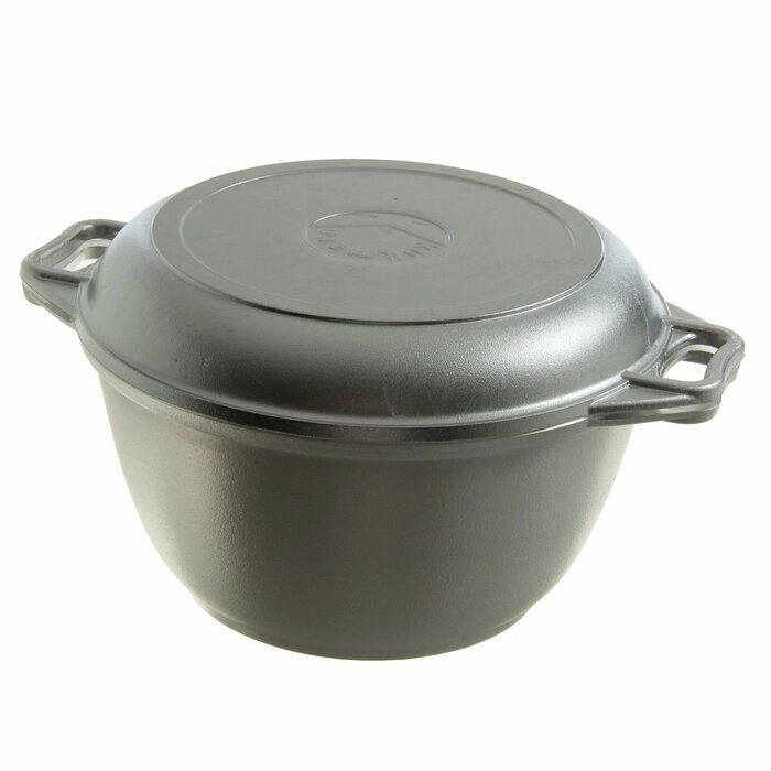 Казан чугунный для плова, с крышкой сковородой 4 л, антипригарный