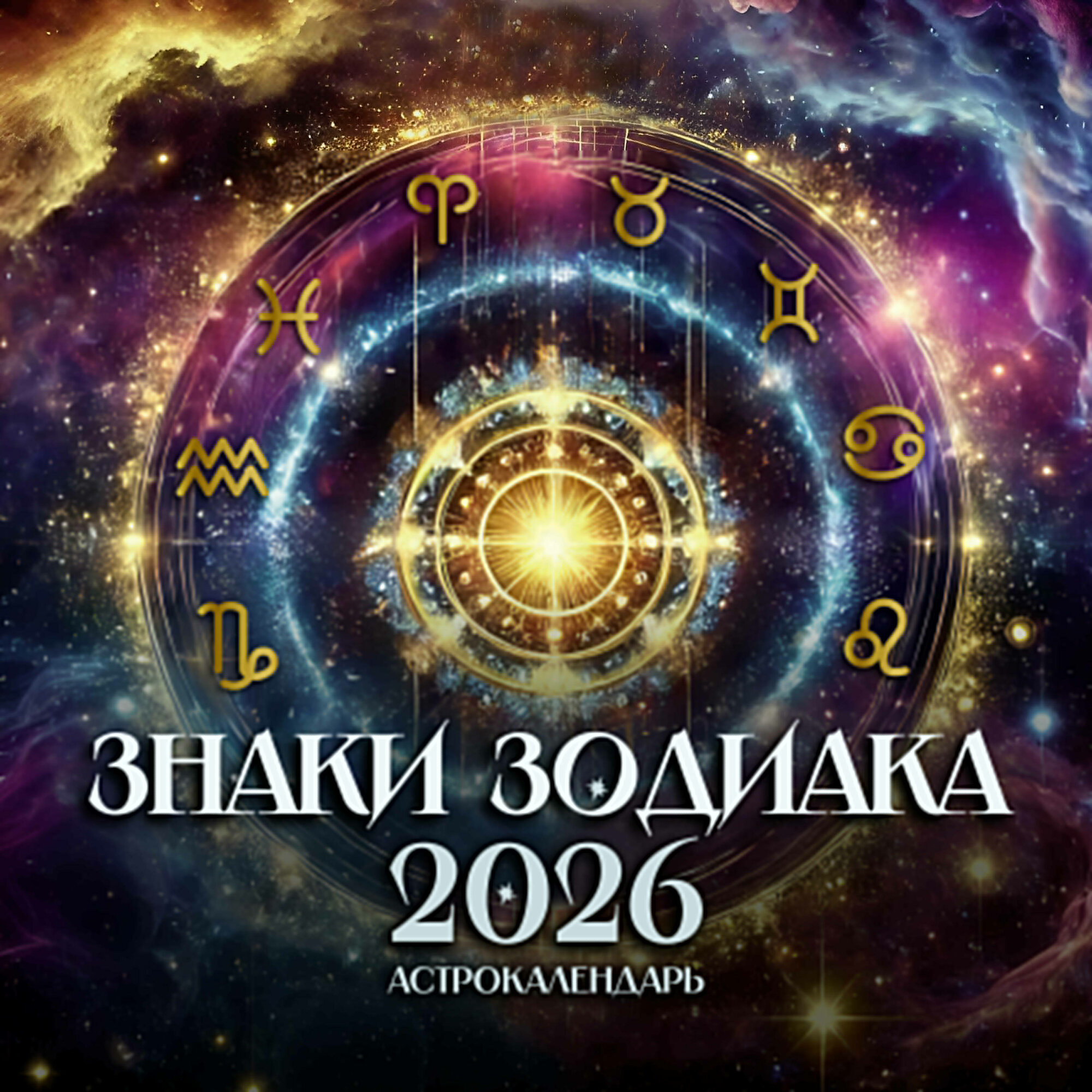 Календарь 2026 1-блочный 300х330мм Скрепка 14л Астрокалендарь Знаки зодиака Кладезь 891211 шт