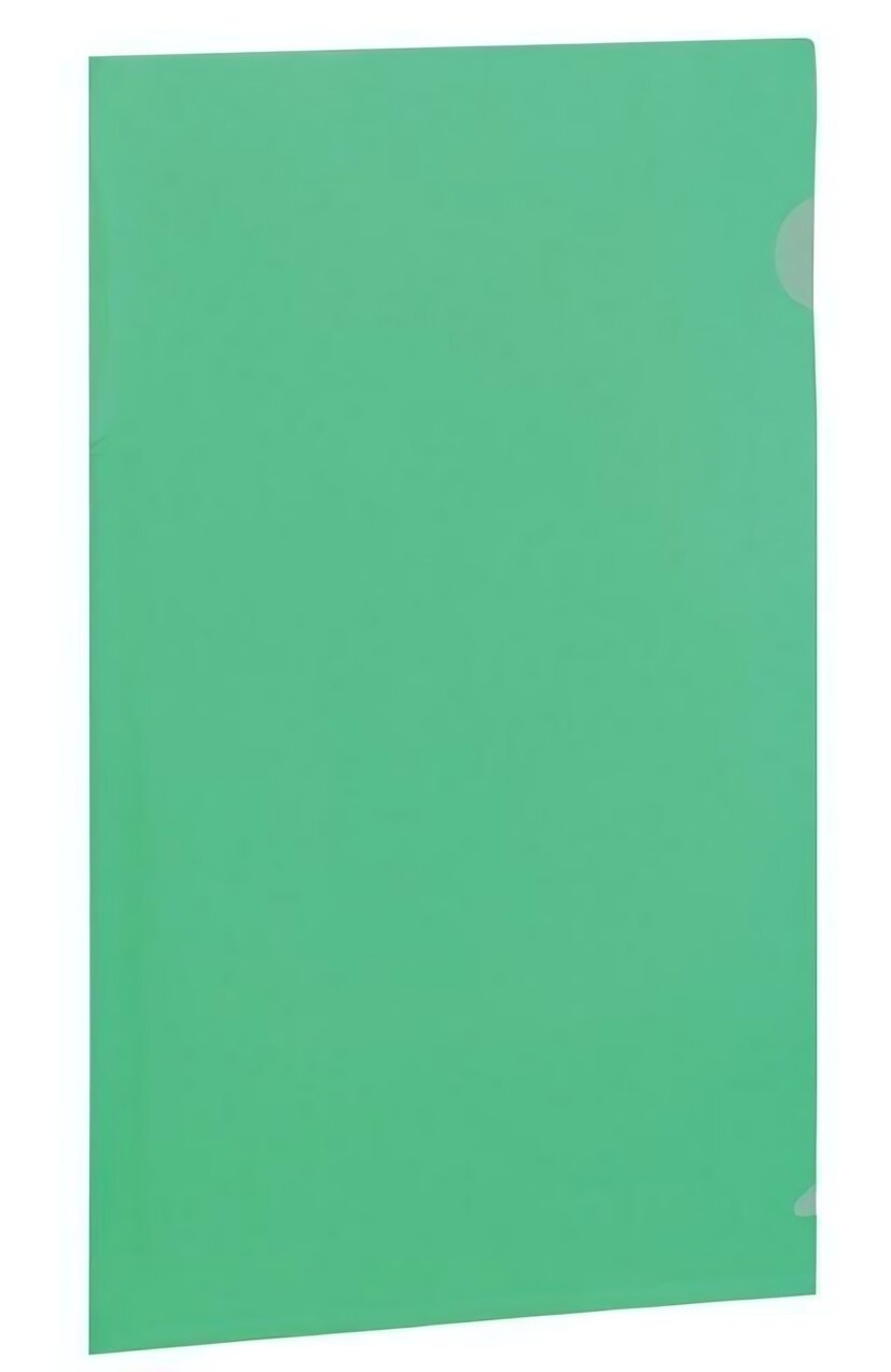 Папка-уголок 0,1мм зеленая, для документов формата A4, прочная и удобная