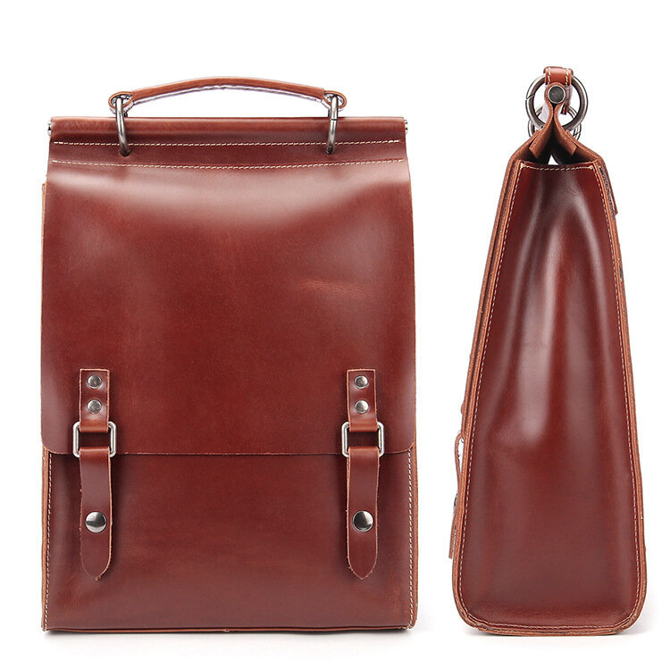 Модный глянцевый кожаный рюкзак в японском и корейском стиле, рюкзак из воловьей кожи унисекс, сумка для компьютера, школьная сумка для студентов