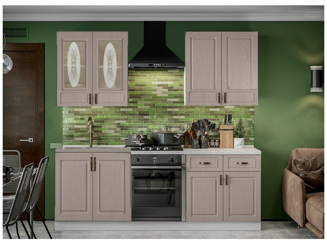 Кухонный гарнитур 1,6м/900 (к.1) Констанция мускат, белый со столешницей, МИФ