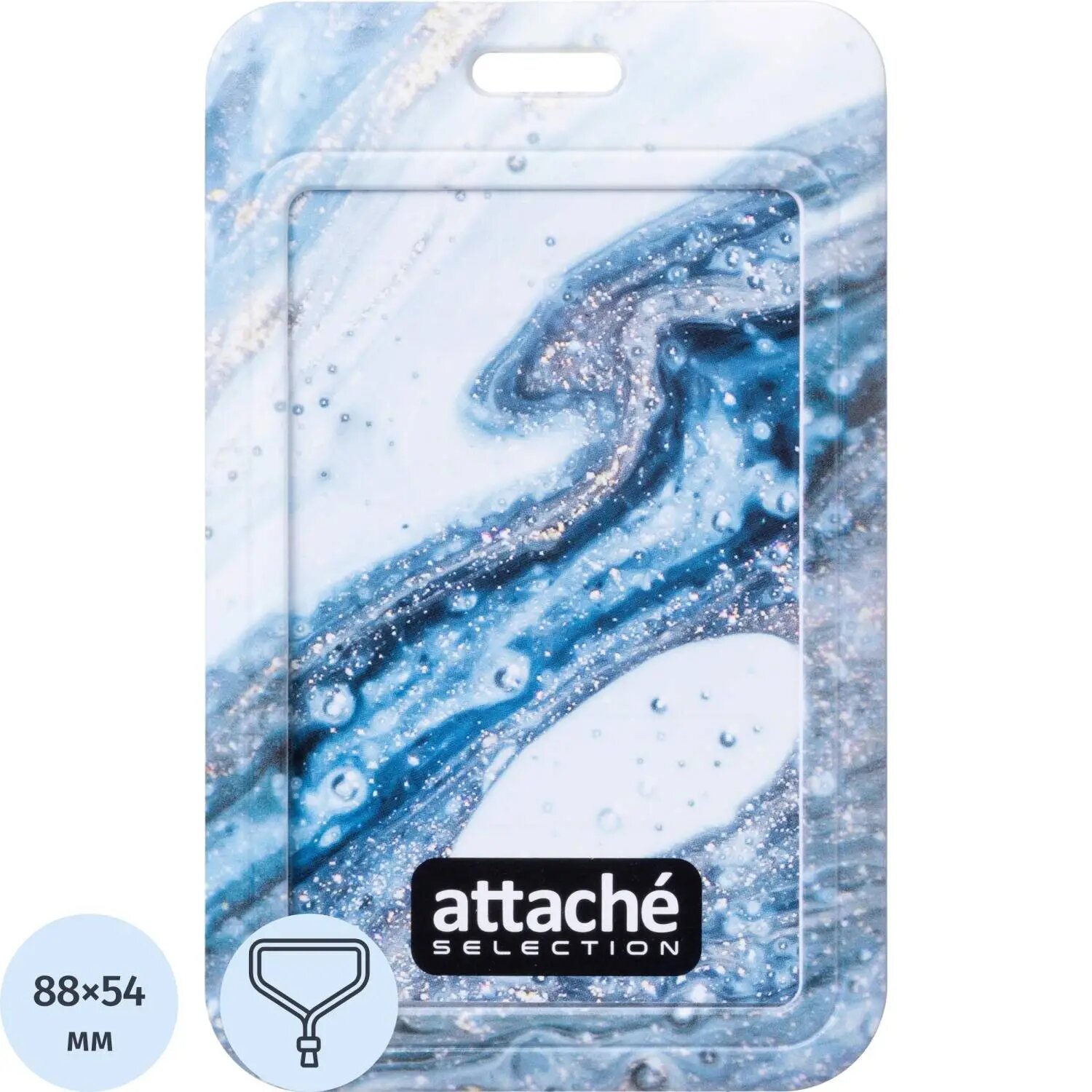Бейдж с тесьмой Attache Selection 110x68мм вертикальный Fluid