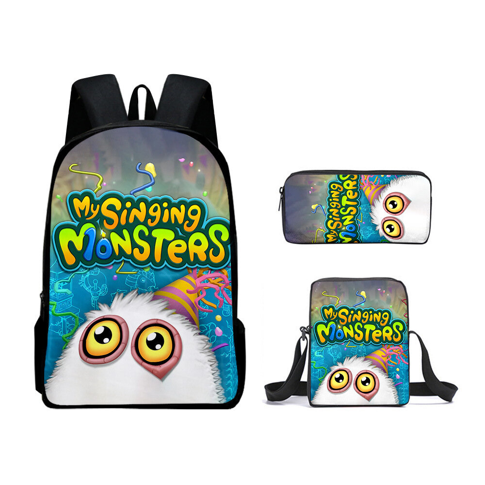 3D новый продукт mysinging monsters monster концертный принт детский рюкзак из трех предметов, сумка через плечо, пенал