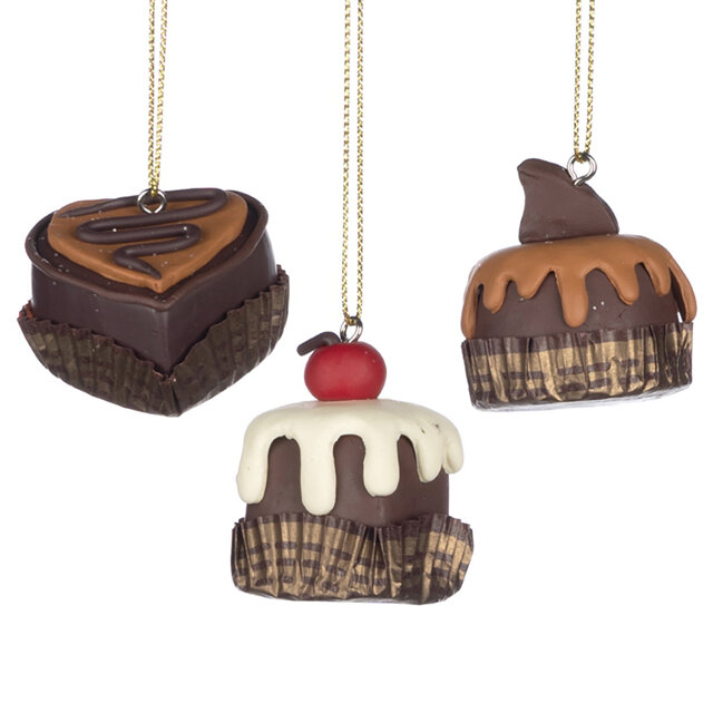 Набор елочных игрушек Пирожные - Sweet Couturier 5 см, 3 шт, подвеска, Goodwill, KL60305-набор