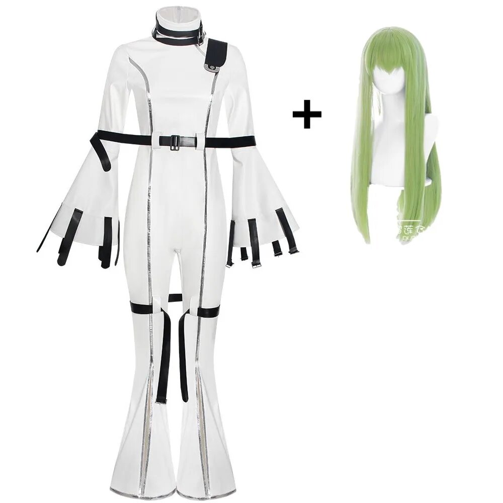 Женский косплей костюм C.C. из аниме KOD GEASS Белый, S, costume and wig