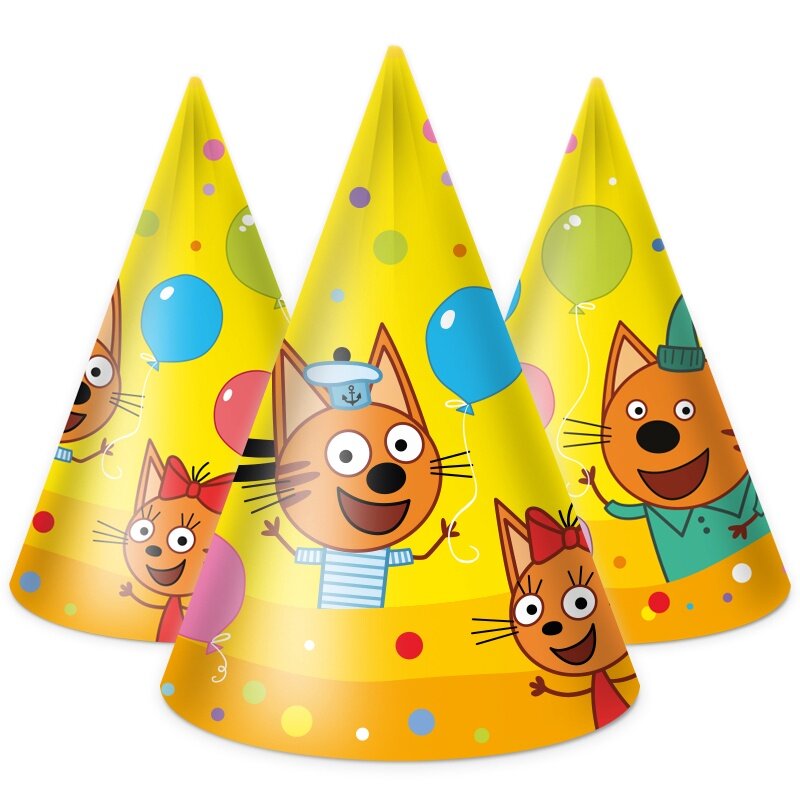 Колпак бумажный «Веселый День рождения», Три Кота, 6 шт.