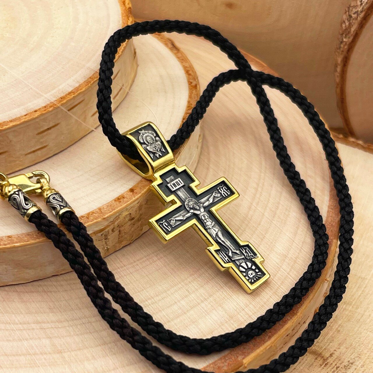 Комплект украшений, серебро, 925 проба, чернение, оксидирование, золочение