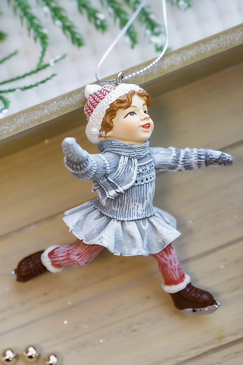 Ёлочная игрушка фигуристка сэнди, полистоун, 10 см, Винтер Деко (Winter Deco) 1001092