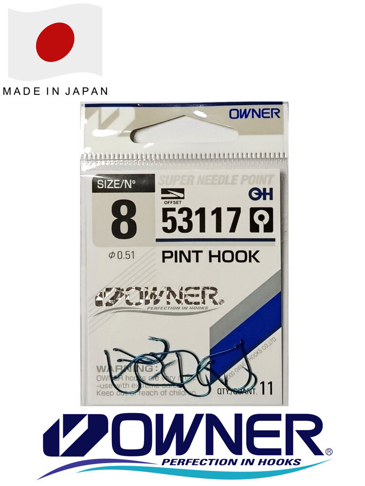 Крючки OWNER 53117 №8 PINT HOOK / Крючок, Овнер, одинарные для рыбалки