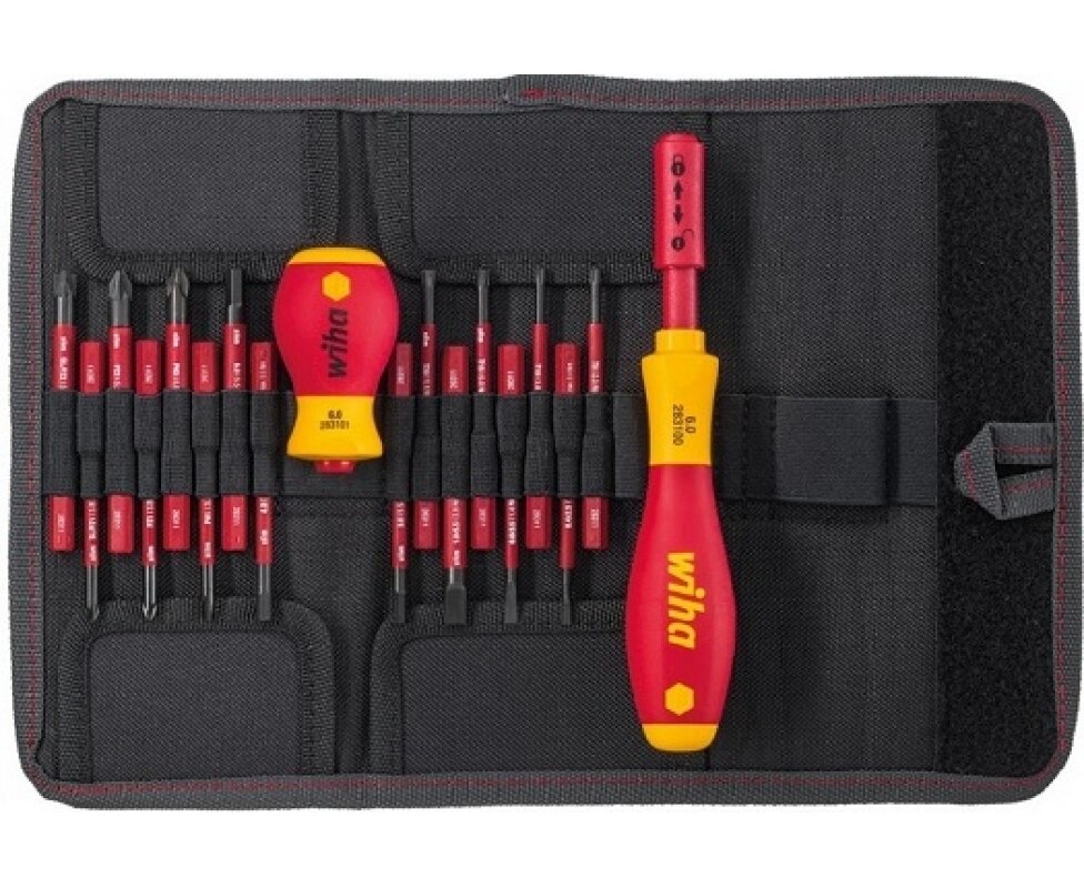 Профессиональный набор инструментов: рукоятки и биты диэлектрические, 19 предметов WIHA 41231 /6356 9025 Fplus