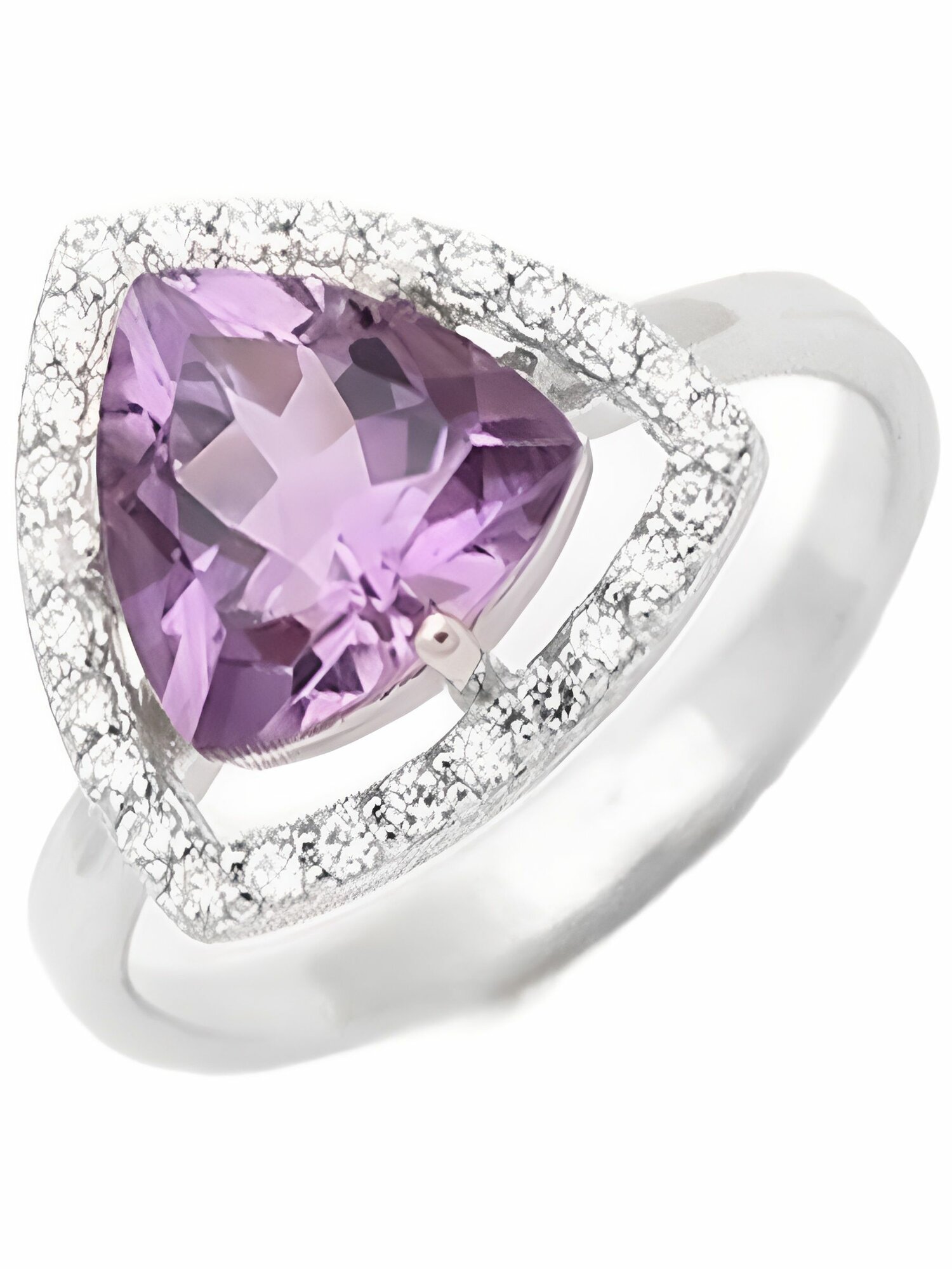 Кольцо тонкое, серебро, 925 проба, родирование, фианит, аметист