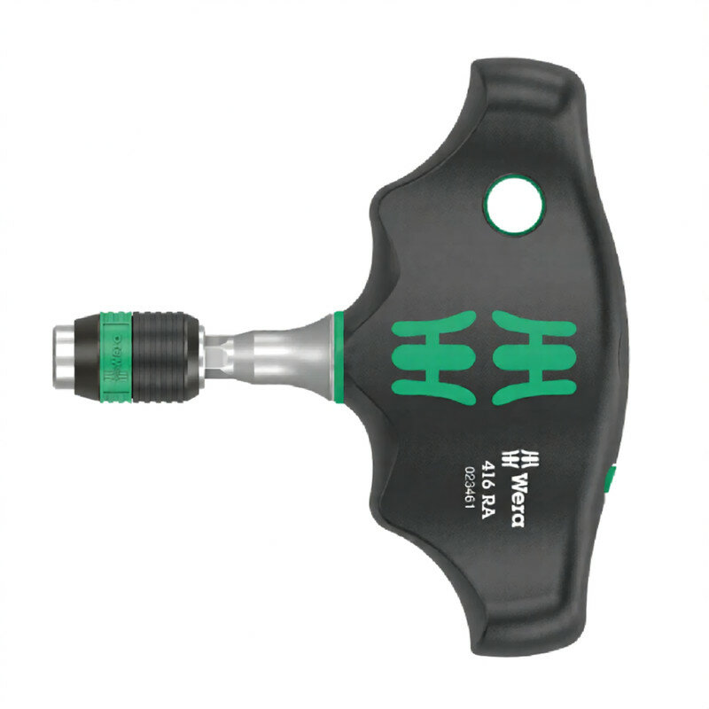 Отвёртка-битодержатель WERA с Т-образной рукояткой, с патроном Rapidaptor, с трещоткой, 1/4" x 45 мм 416 RA