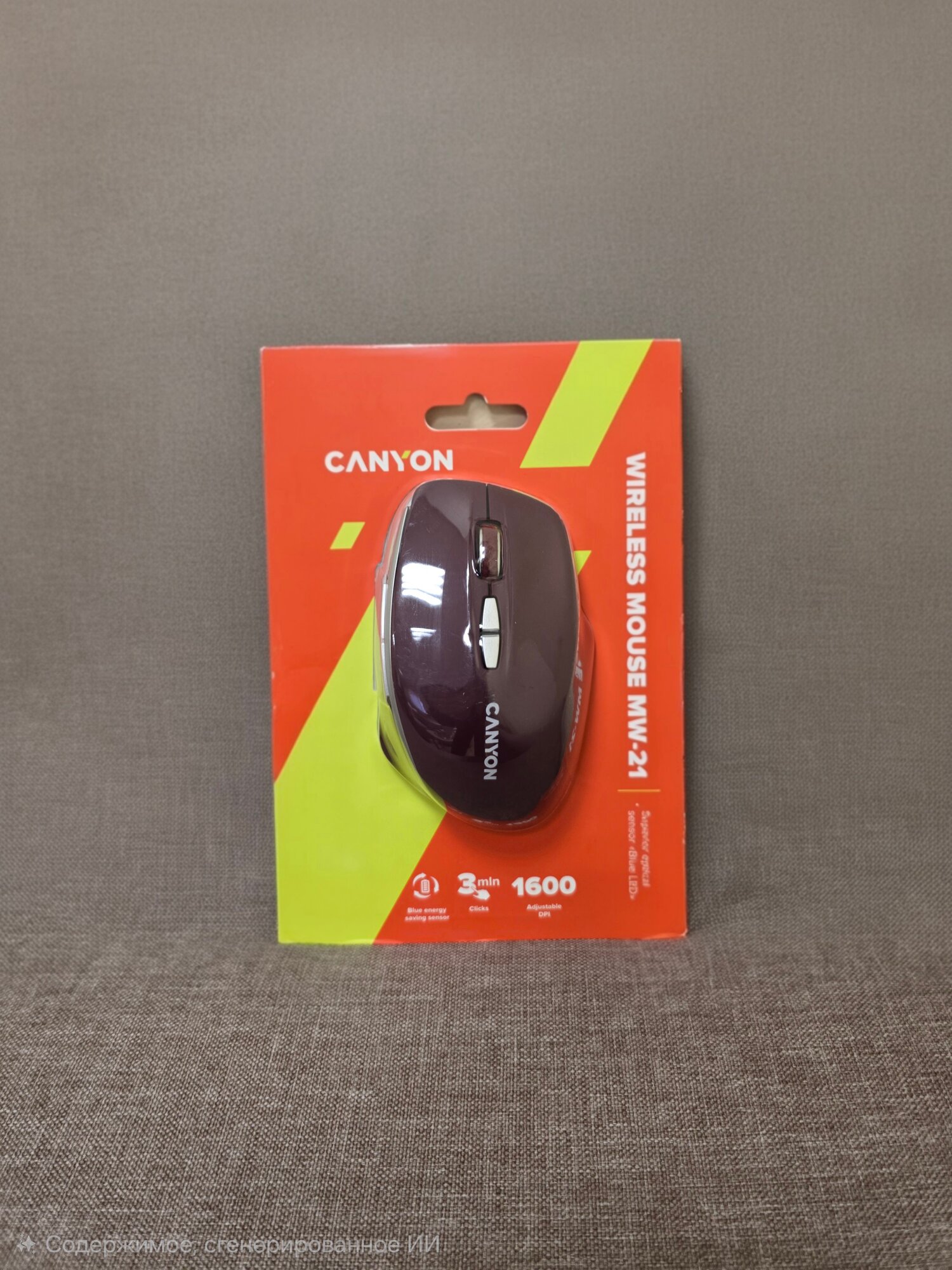 Мышь Canyon Mw-21, 2.4 GHz Wireless mouse , with 7 buttons, DPI 800/1200/1600, Battery: AAA*2pcs, Red