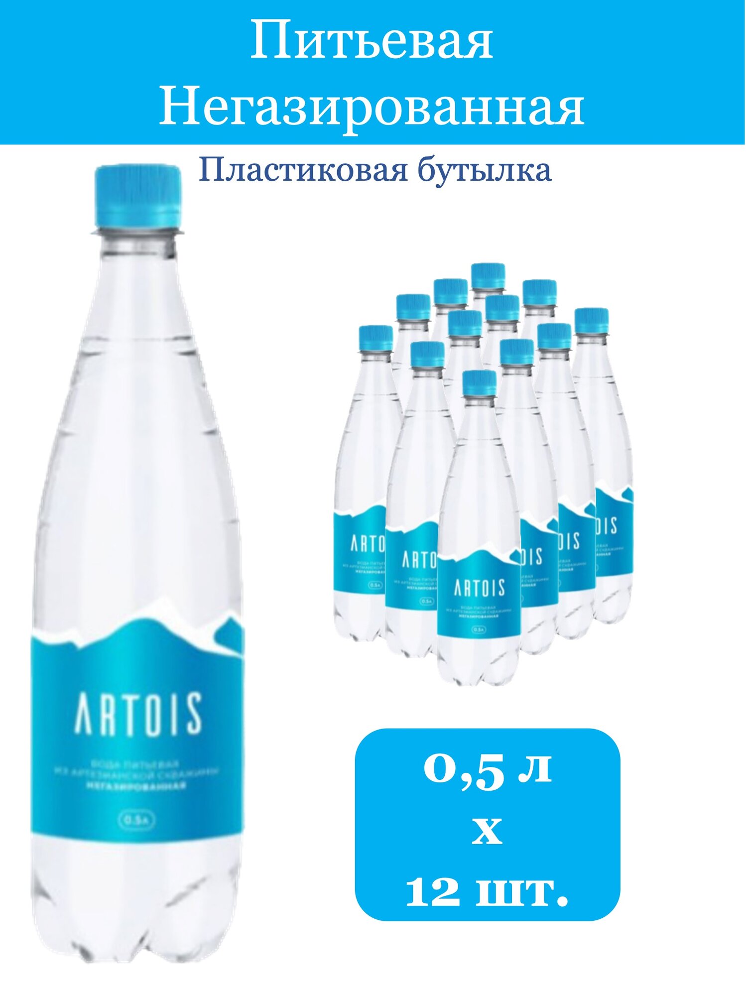Вода питьевая "ARTOIS" (Артуа) 0,5 л х 12 шт. негазированная, пэт