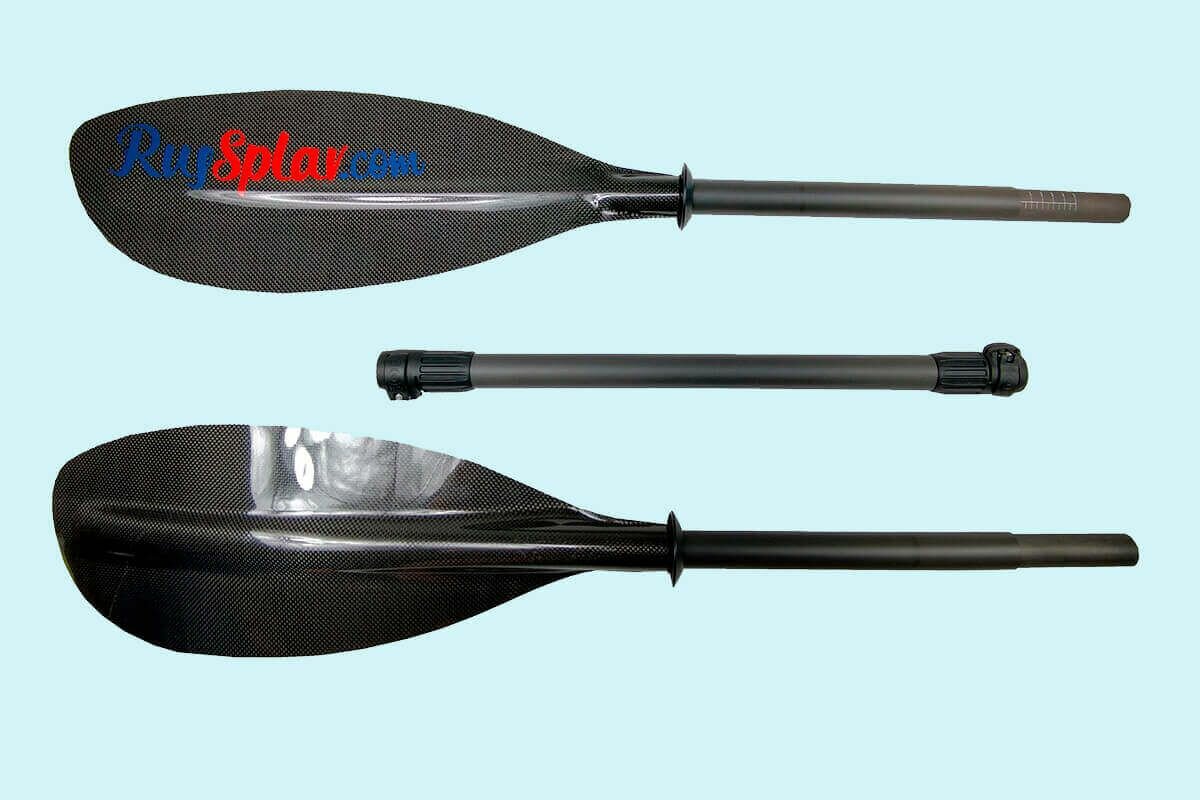 Весло карбоновое 210-220 см rs carbon трехсекционное, черное для каяка, байдарки, пакрафта