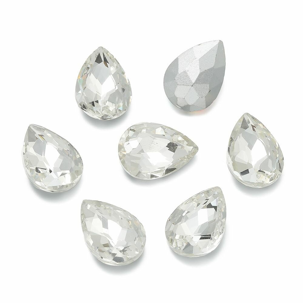 Хрустальные стразы капля 10х14 мм в металлических цапах, блеск для бижутерии DIY, набор 10 шт для серег колье браслета