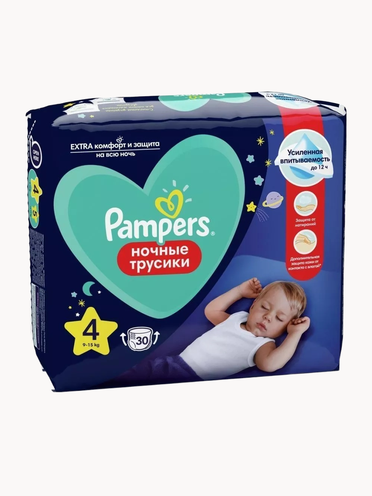 Pampers Night Pants Трусики Размер 4, 30 шт, 9kg - 15kg, Extra Комфорт И Защита На Всю Ночь 9kg - 15kg
