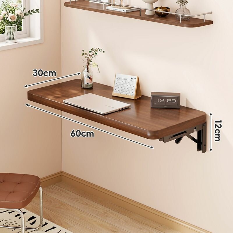Складной настенный стол-полка, толщина 12 мм, 40-100x30 см, для балкона, кухни, прихожей (крепление на стену, требует сверления)