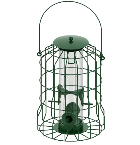 HAQI Уличная подвесная кормушка для птиц, защищенная от белок (металл, зеленая) , прочная и устойчивая к погодным условиям, подарок для сада
