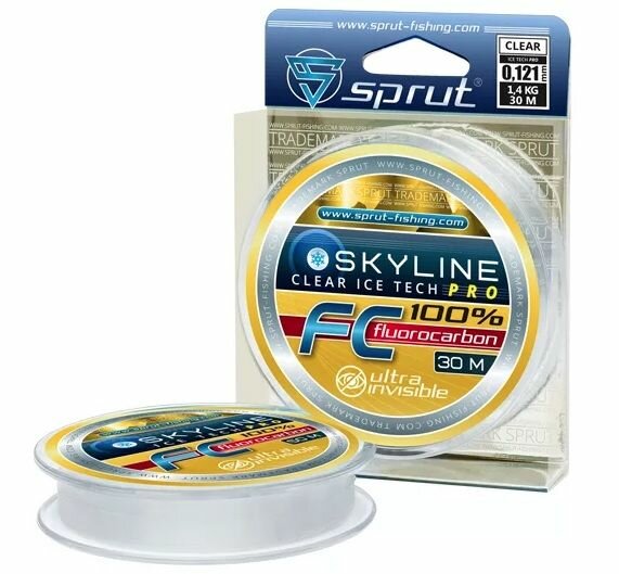 Леска флюорокарбон зимняя SPRUT SKYLINE FC 100% FLUOROCARBON ICE TECH PRO (SSFCFITP30-016 (30 м 0,161мм) )