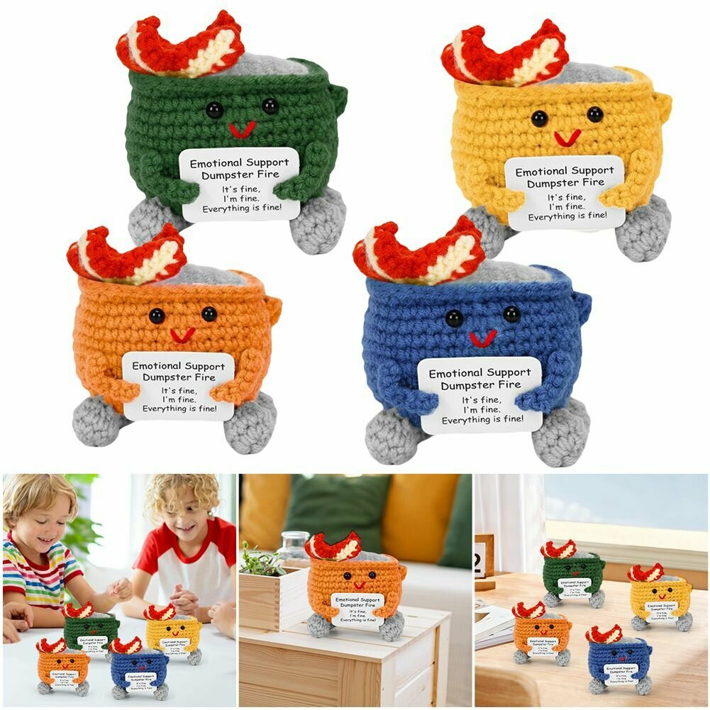 Вязаный мусорный ящик с огнём, высота 70 мм