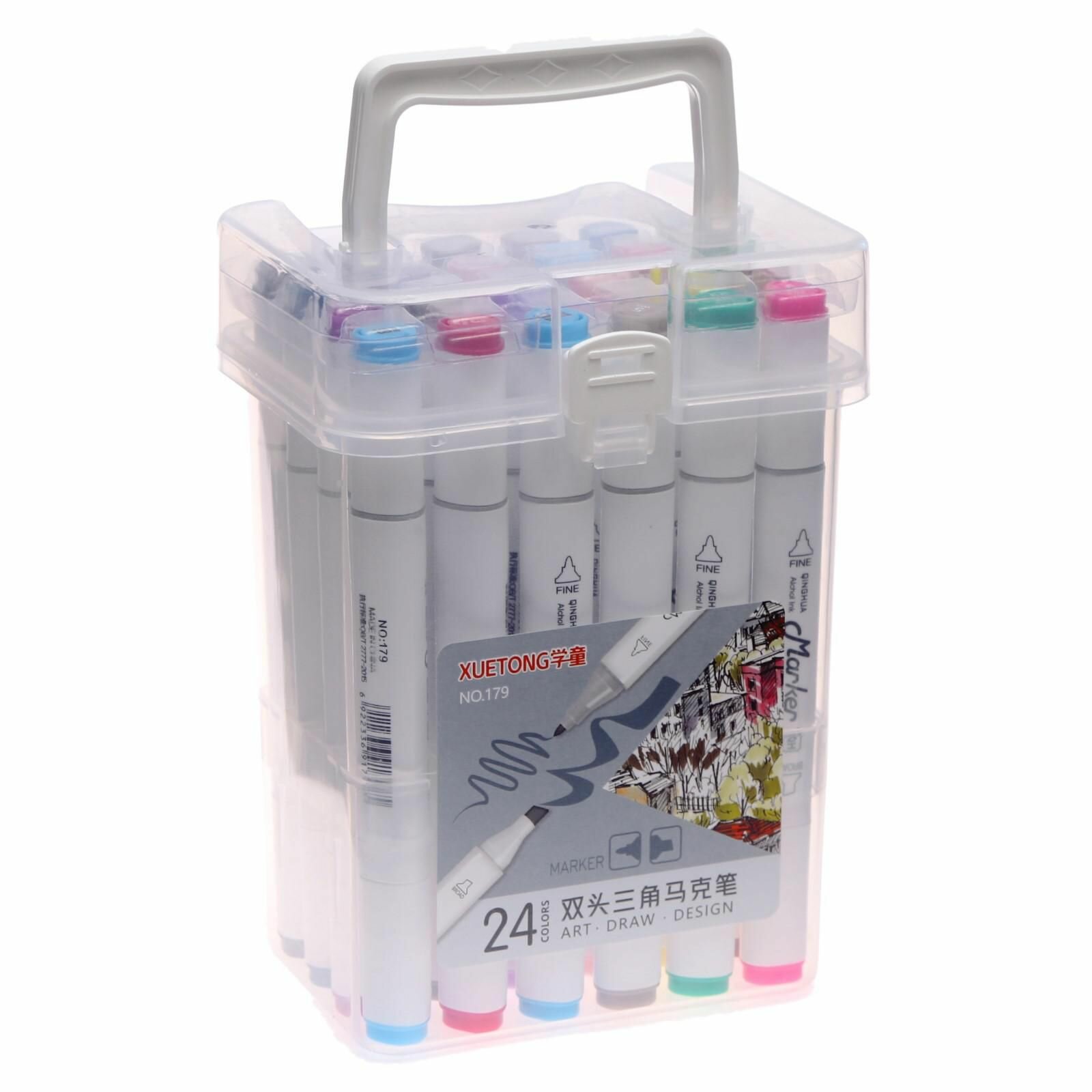 Набор маркеров подарочный профессиональных двусторонних 24 штуки/24 цвета