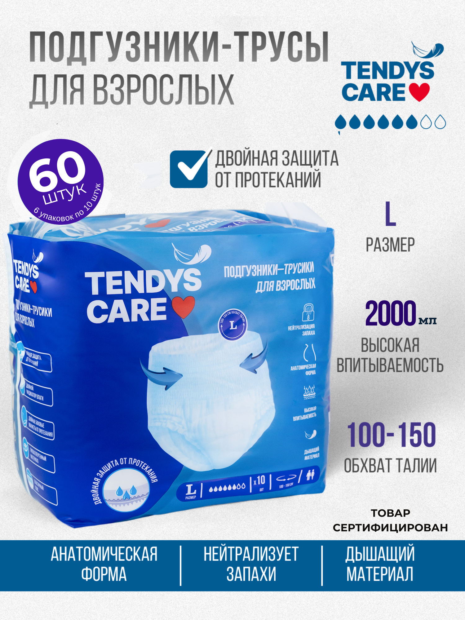 Памперсы для взрослых 60 штук