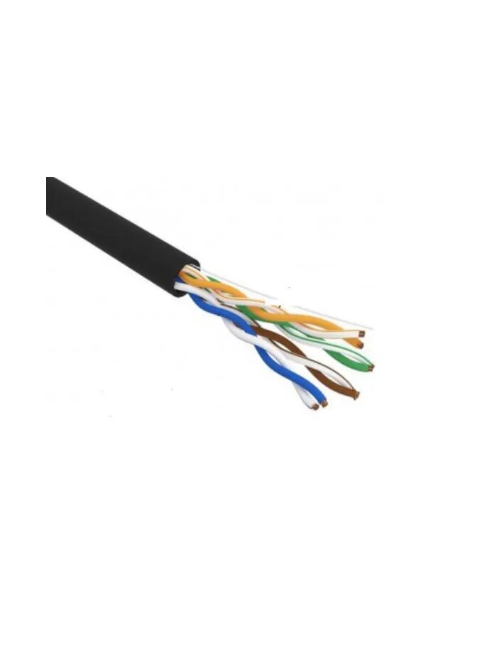 Кабель витая пара U/UTP 5e кат. 4 пары Rexant 01-0045-R PE, 4PR, 24AWG, OUTDOOR, SOLID, черный, 305м, РФ REXANT
