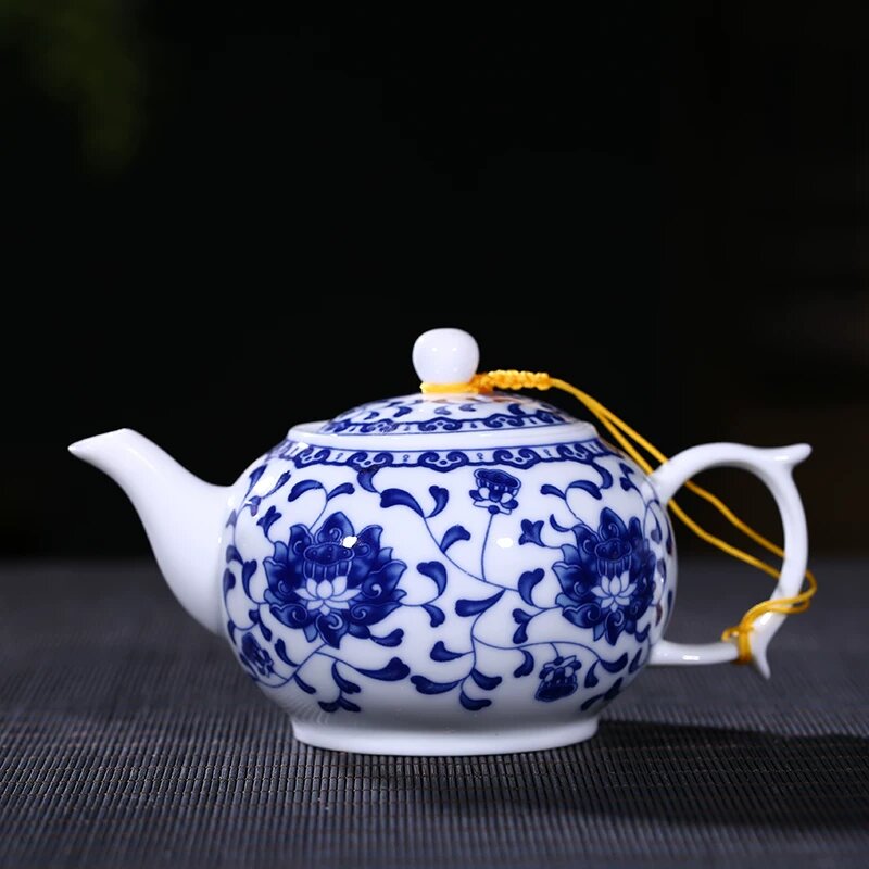 Керамический чайник, цельный, из сине-белого фарфора Цзиндэчжэнь, для кунг-фу чая, одиночный, бытовой, маленький