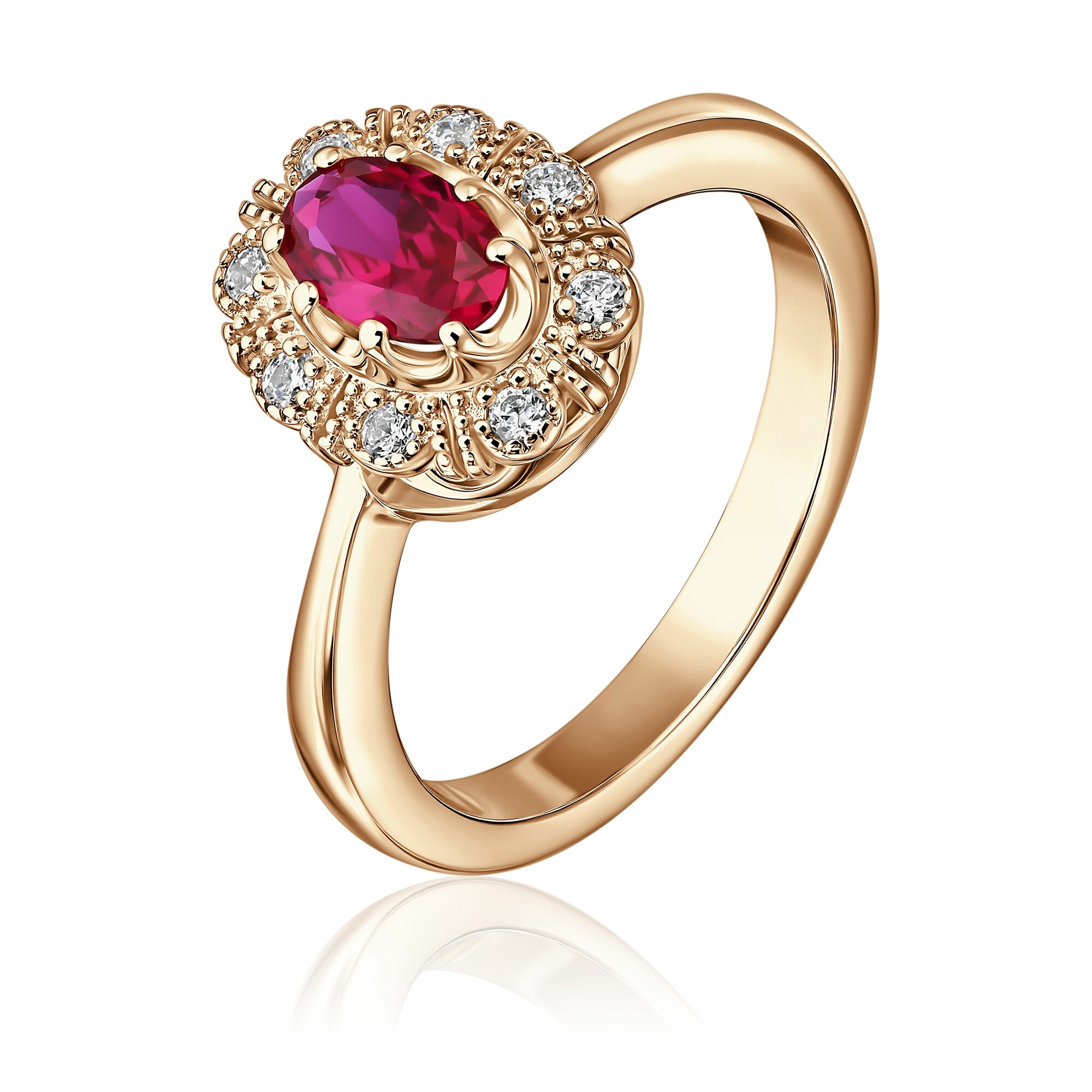 Кольцо помолвочное, серебро, 925 проба, золочение, корунд, фианит