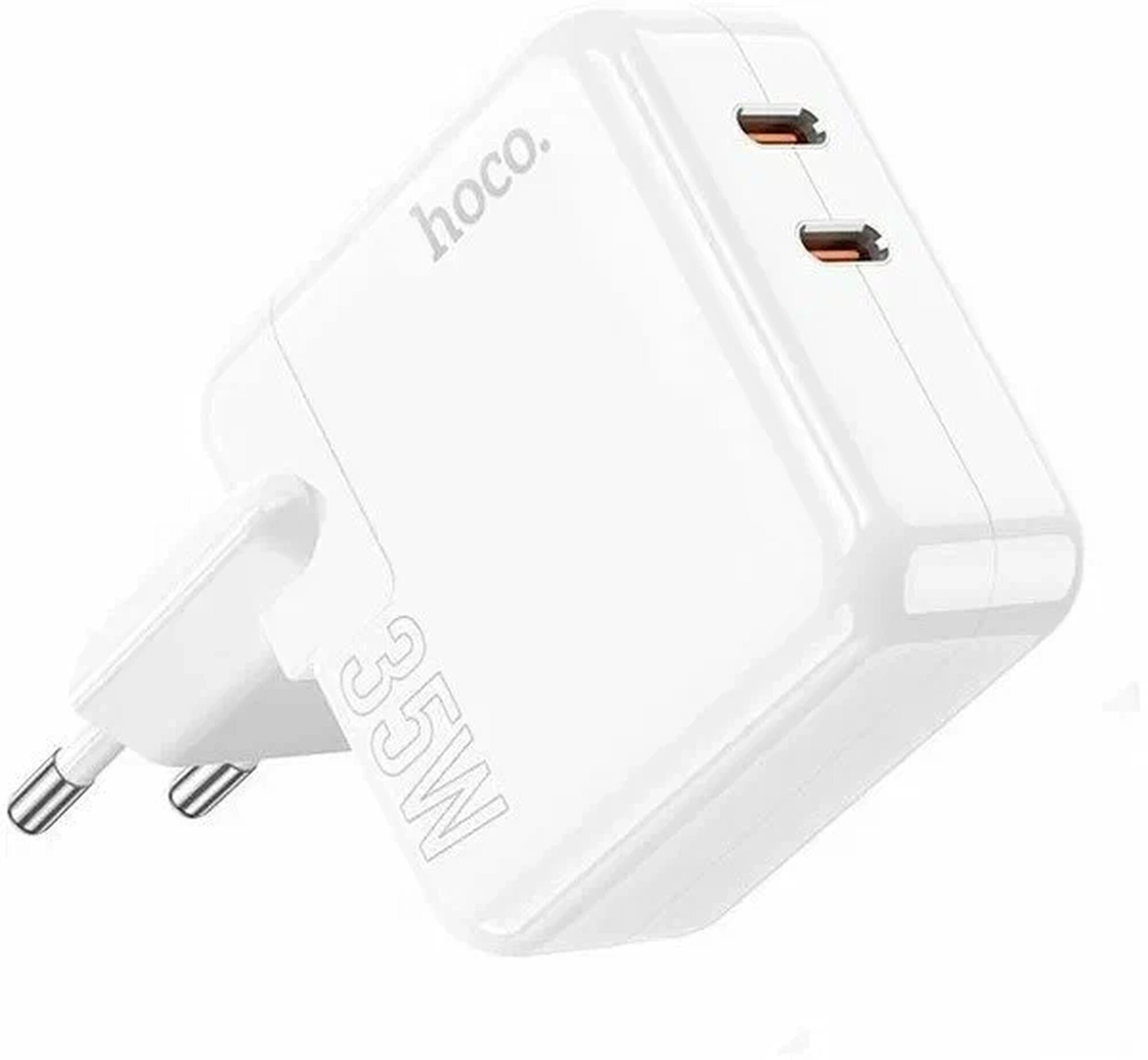 Сетевое зарядное устройство Hoco C110A 2*USB-C 35W (PD35W/QC3.0/AFC/FCP), Белый
