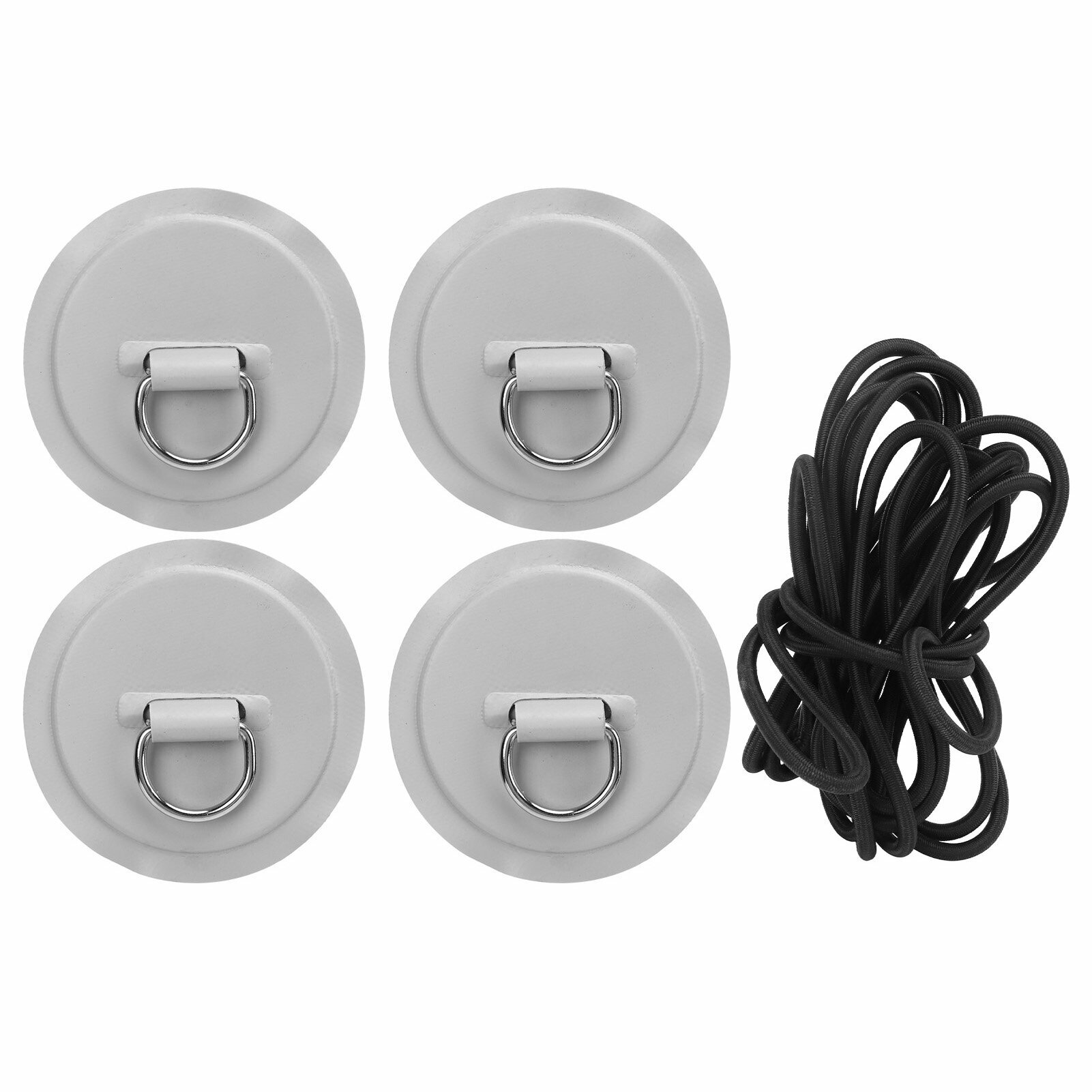 4 D-кольца из ПВХ с канатом 11,8 дюйма для каноэ, серые