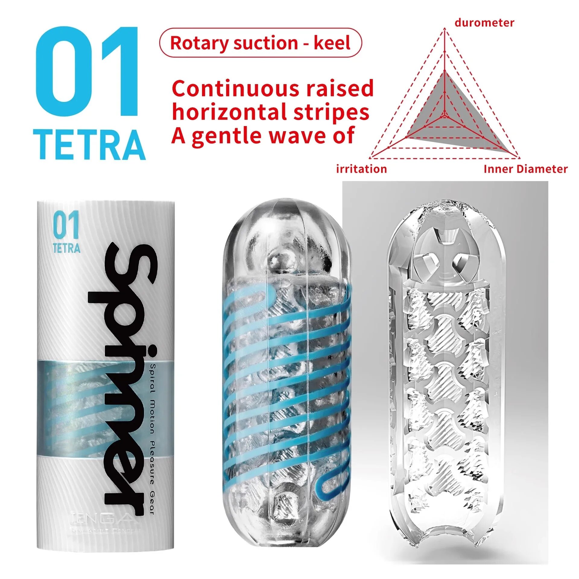 Tenga Spinner 01 Tetra, синий, карманный мастурбатор
