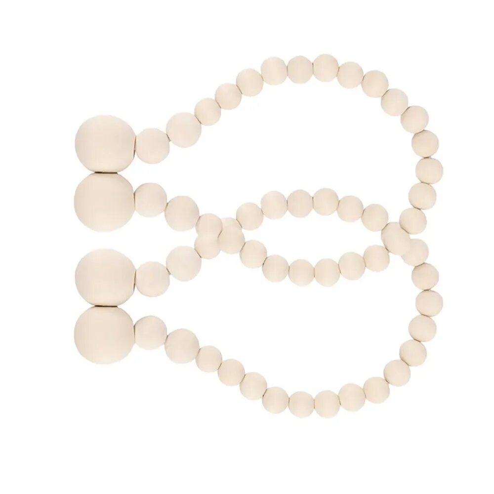 2 ремешка для занавесок с магнитной пряжкой из деревянных бусин-бежевый