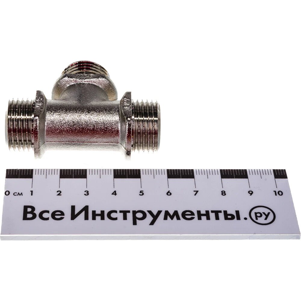 Тройник сантехнический с ограничителем MPF 1/2" латунный никелированный наружная резьба ИС.072231 — фото 1