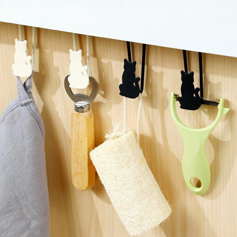 Вешалка крючки на дверь навесные металлические Кошечки для одежды