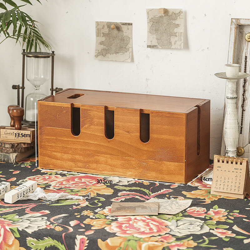 Коробка для управления кабелями из массива дерева, настольный органайзер для кабелей, коробка для хранения удлинителей, держатель для роутера