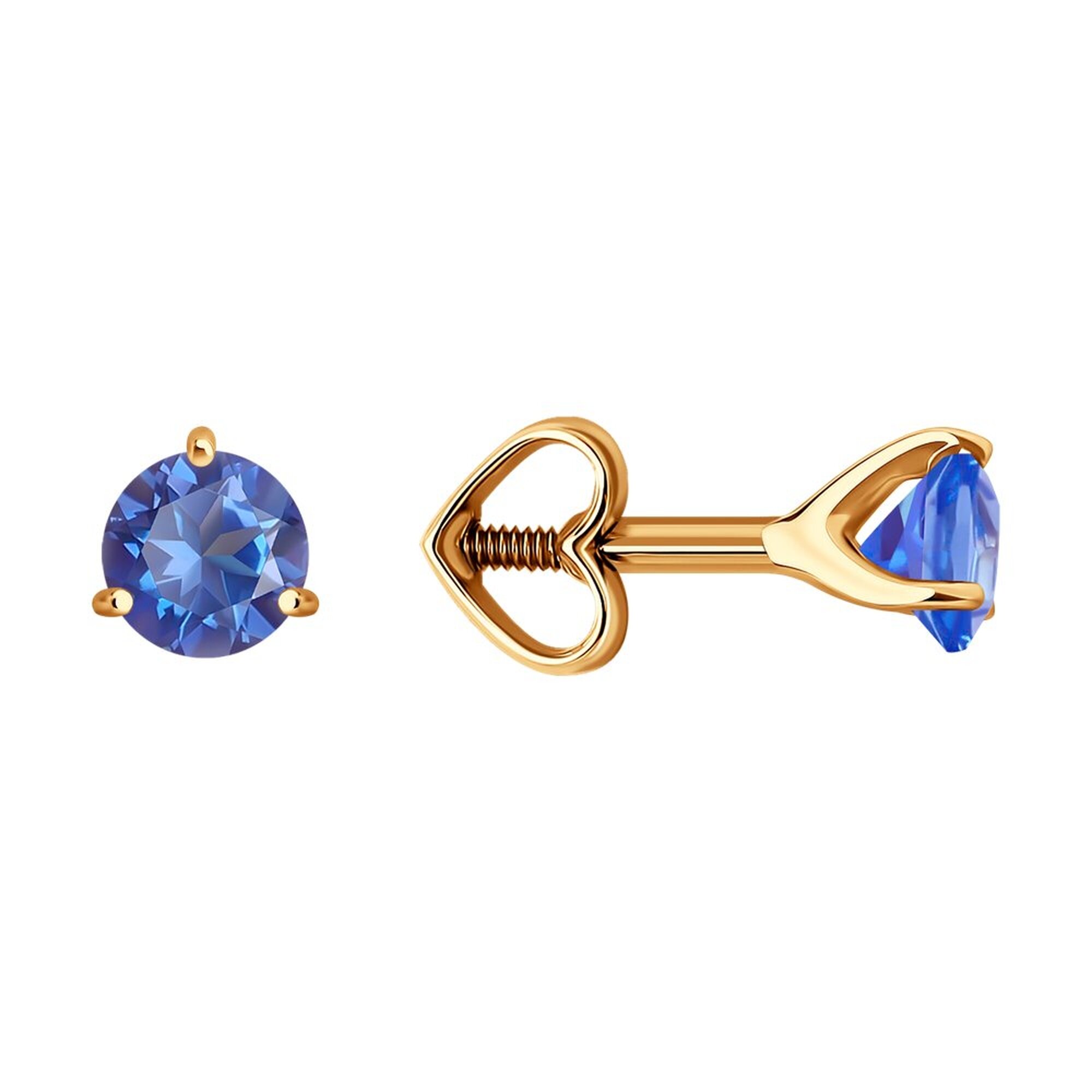 Серьги, красное золото, 585 проба, топаз