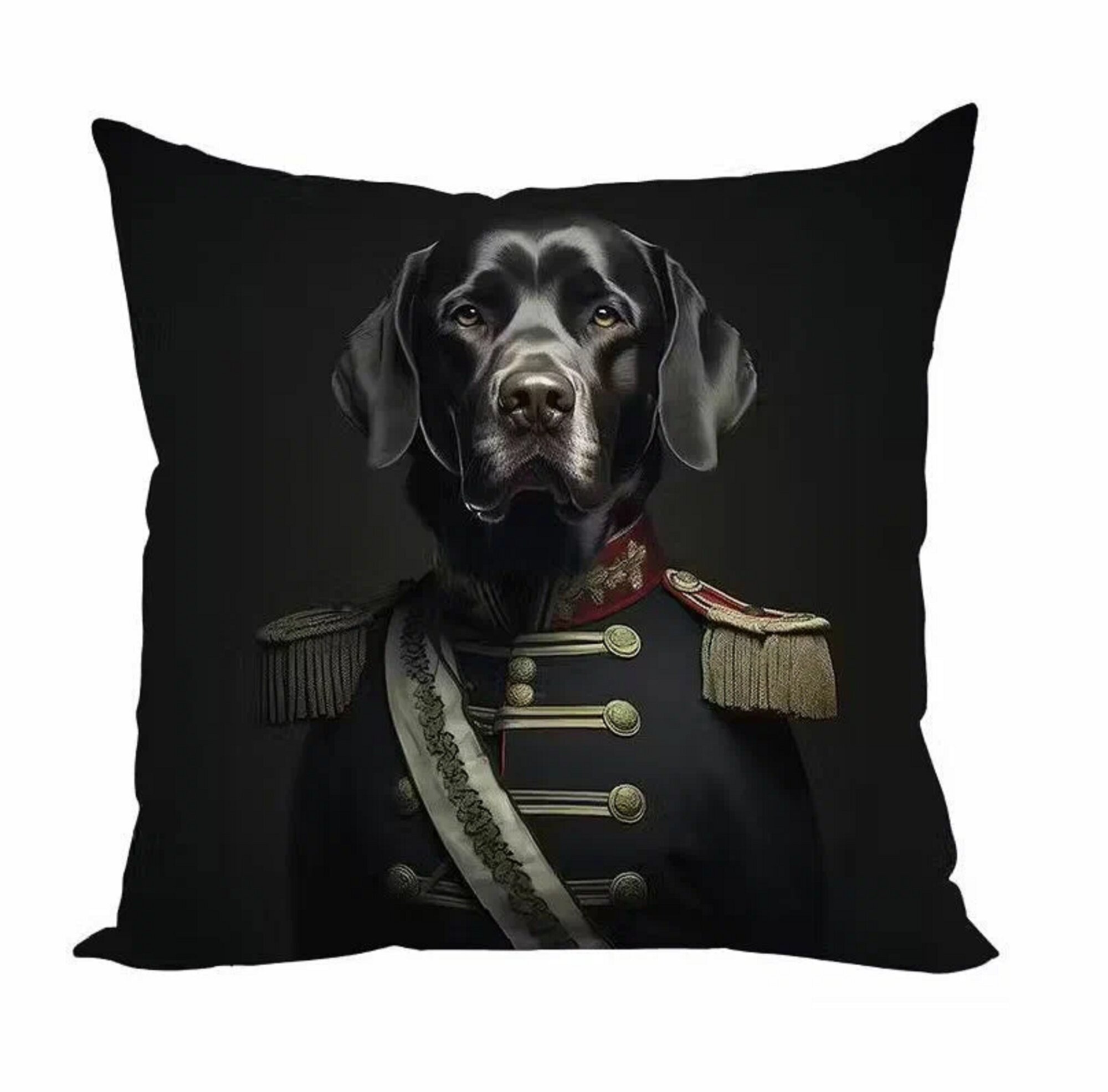 Чехол для подушки Лабрадор Ретривер Черный Генералы Живопись 40х40 велюр