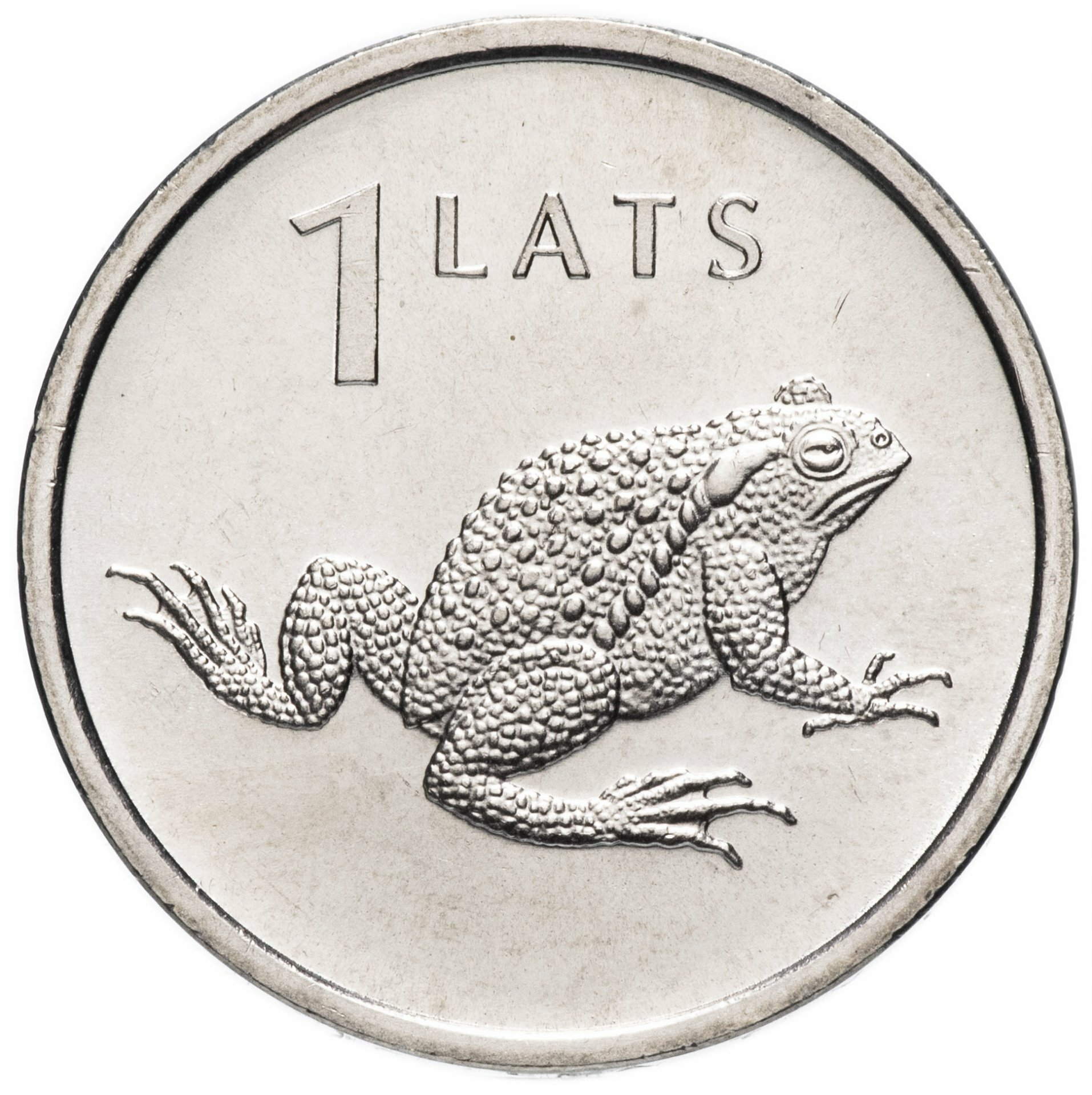 Латвия 1 лат 2010 "Жаба", Мельхиор медь-никель, в сохранности UNC