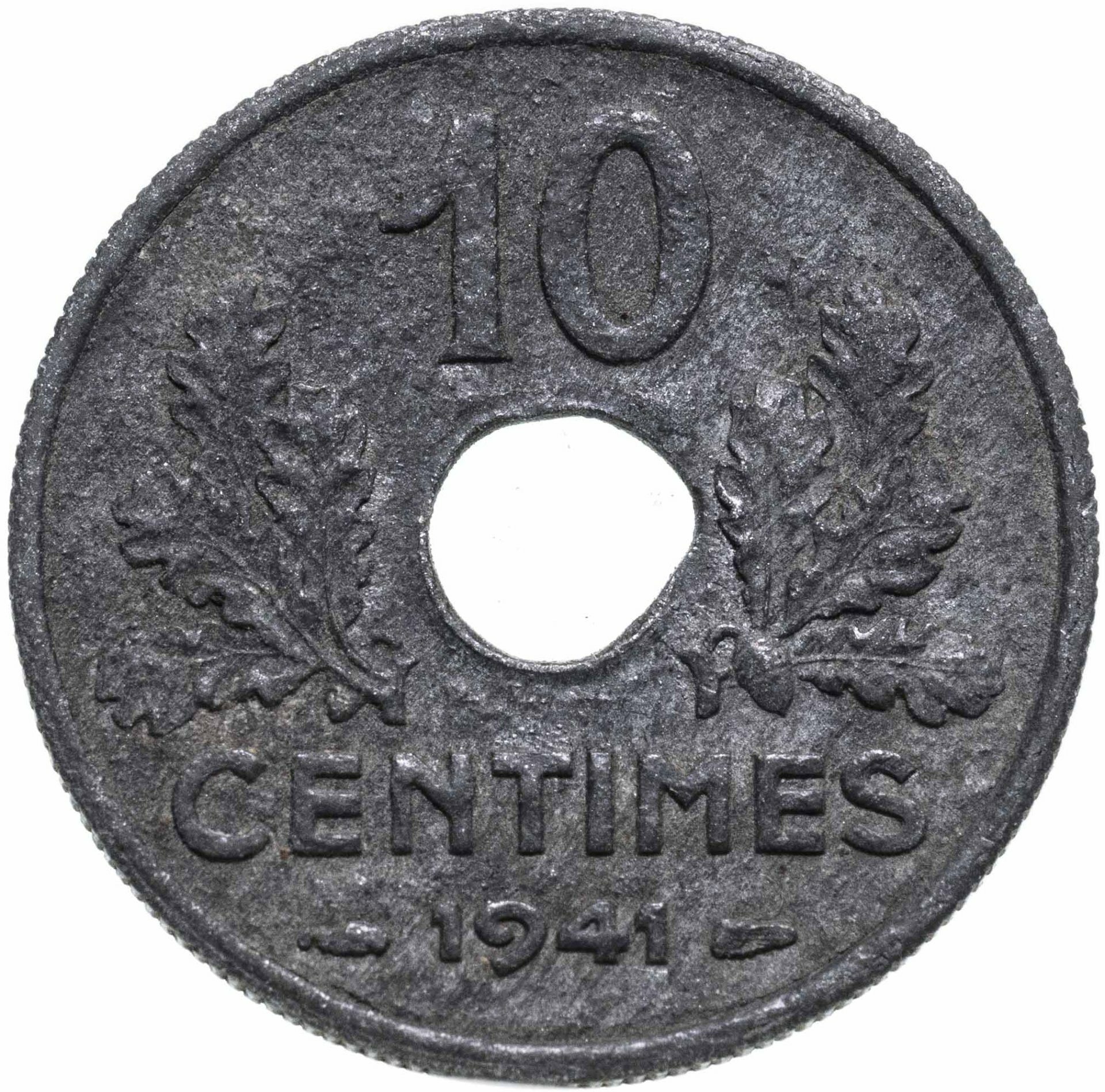 Франция 10 сантимов centimes 1941, в сохранности XF