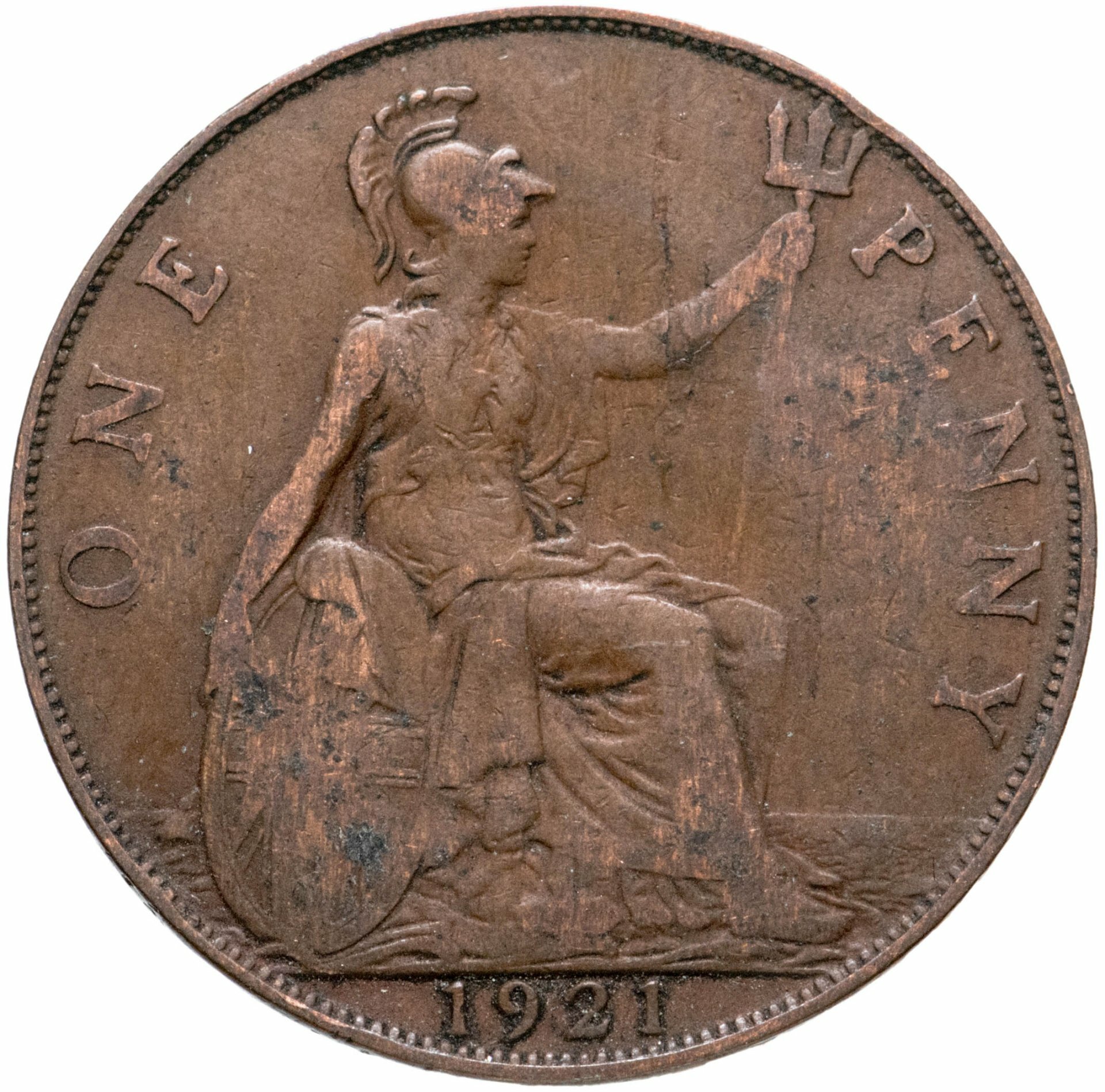 Великобритания 1 пенни penny 1921, Бронза, в сохранности VF