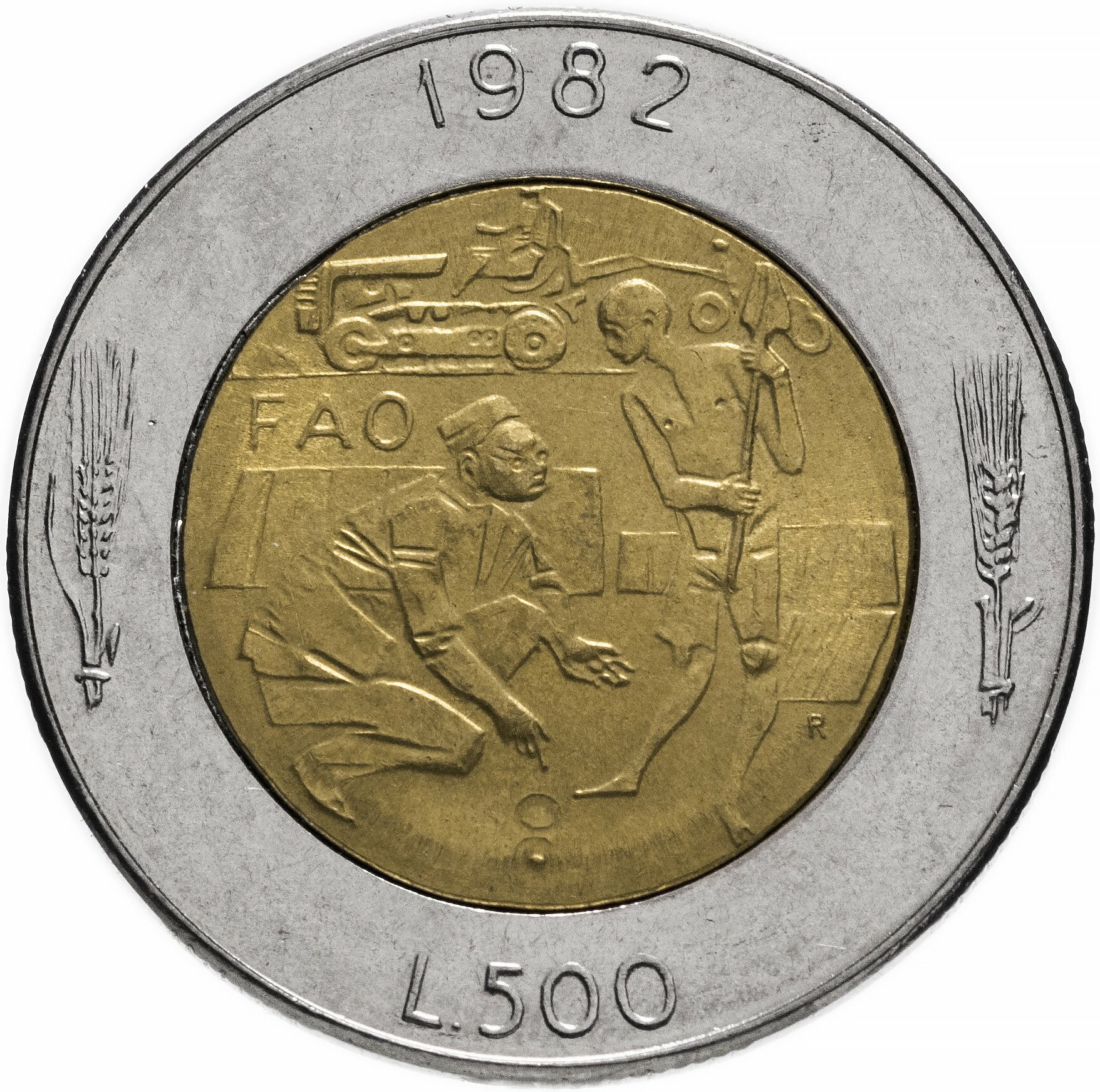 Сан-Марино 500 лир lire 1982 "Социальные достижения", Биметалл, в сохранности XF-AU