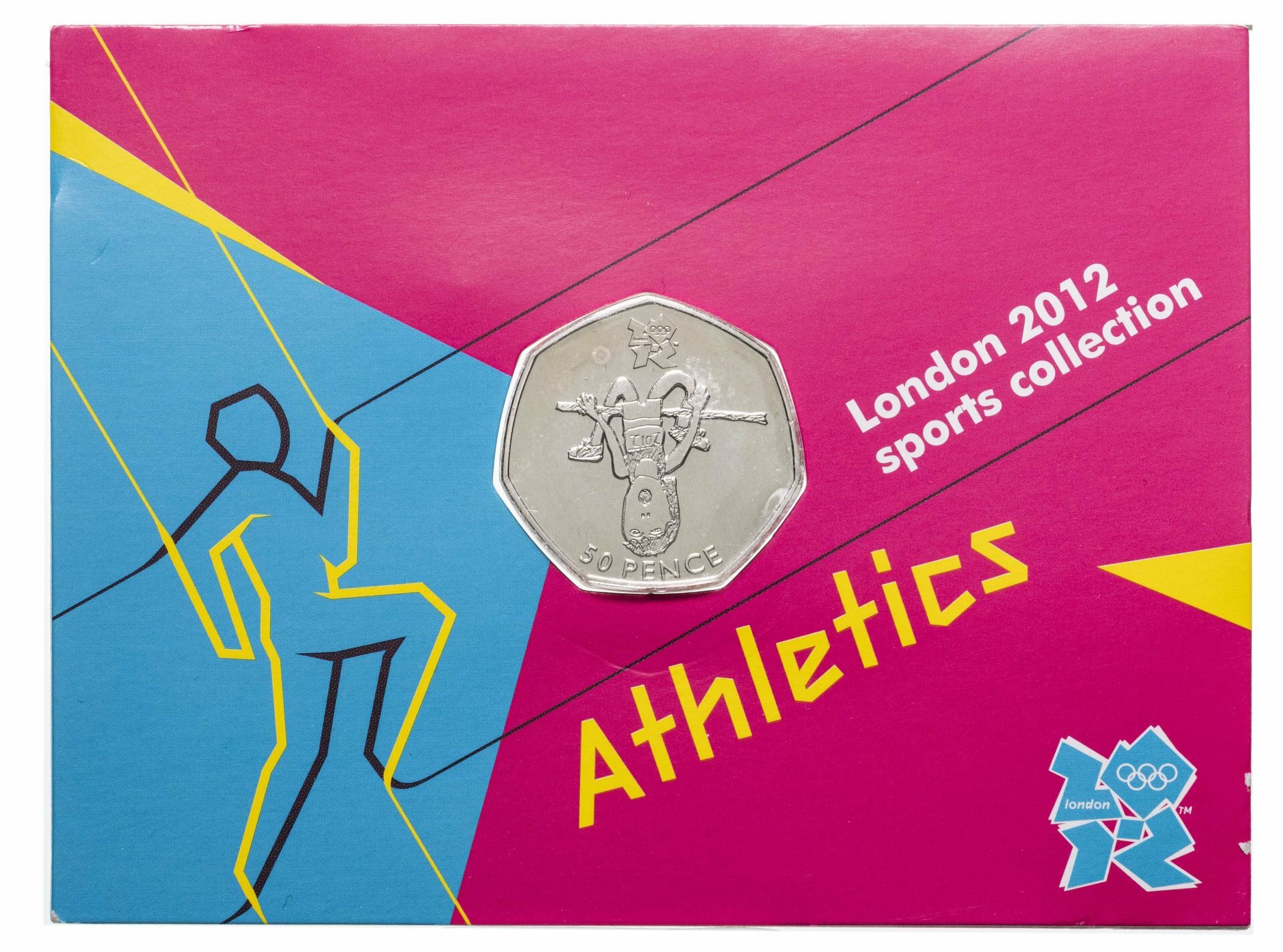 Великобритания 50 пенсов pence 2011 "XXX летние Олимпийские Игры, Лондон 2012 - Лёгкая атлетика" в буклете, Мельхиор медь-никель, в сохранности UNC